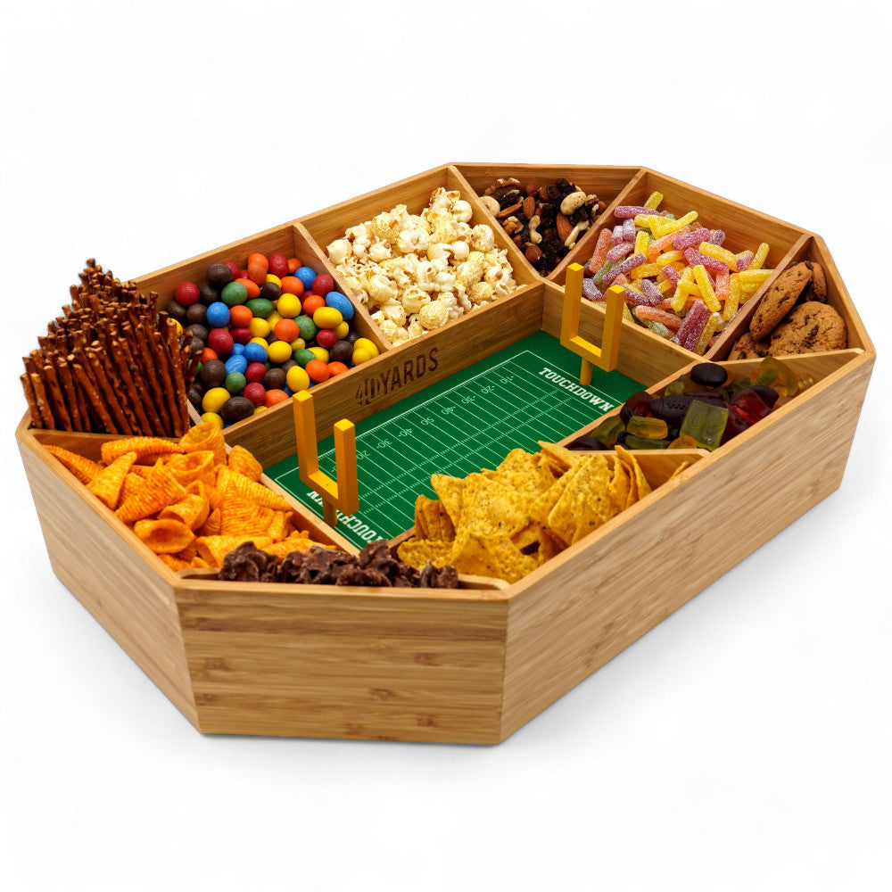 40YARDS American Football Snack Stadium aus Bambus Holz + Field Goals