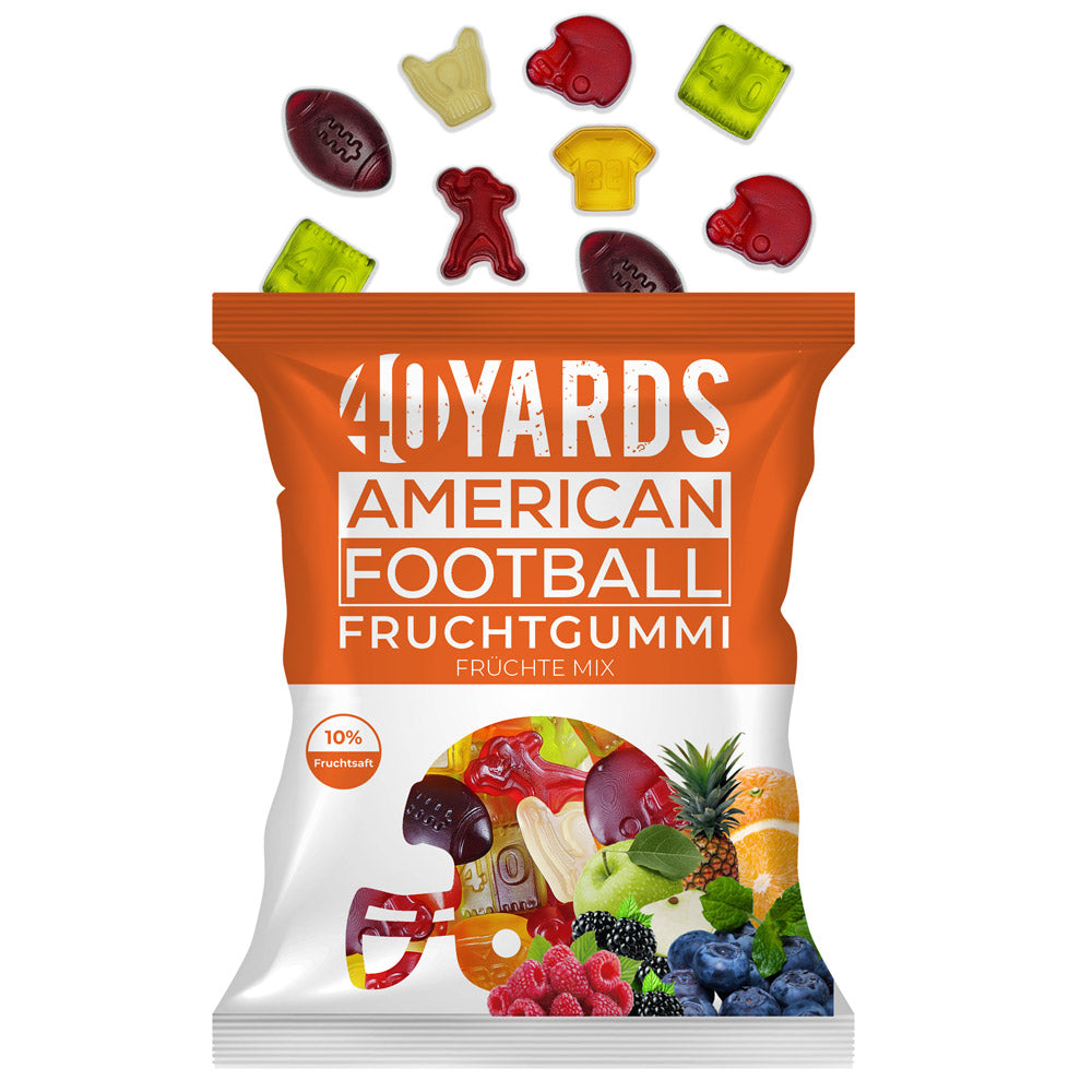 40YARDS American Football Gummy Bears Fruit Mix (175g bag) - Fruit gum ...